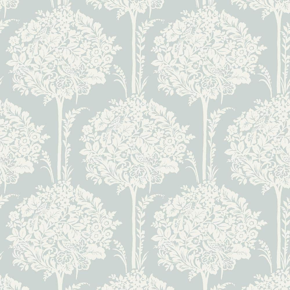 A-Street Prints Zaria Topiary Blue Matte Paper Wallpaper Sample 4074 ...