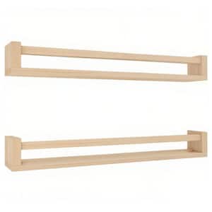 Sorbus Solid Wood Floating Shelves, Long 35 in. W x 9 in. D Natural ...
