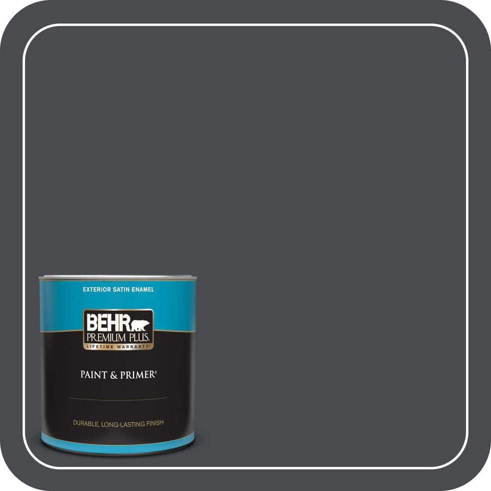 BEHR PREMIUM PLUS 1 qt. #N500-7 Night Club Satin Enamel Exterior Paint ...