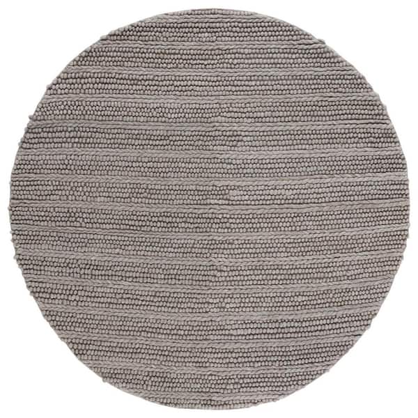SAFAVIEH Natura 6 ft. x 6 ft. Gray Basket Striped Round Area Rug ...