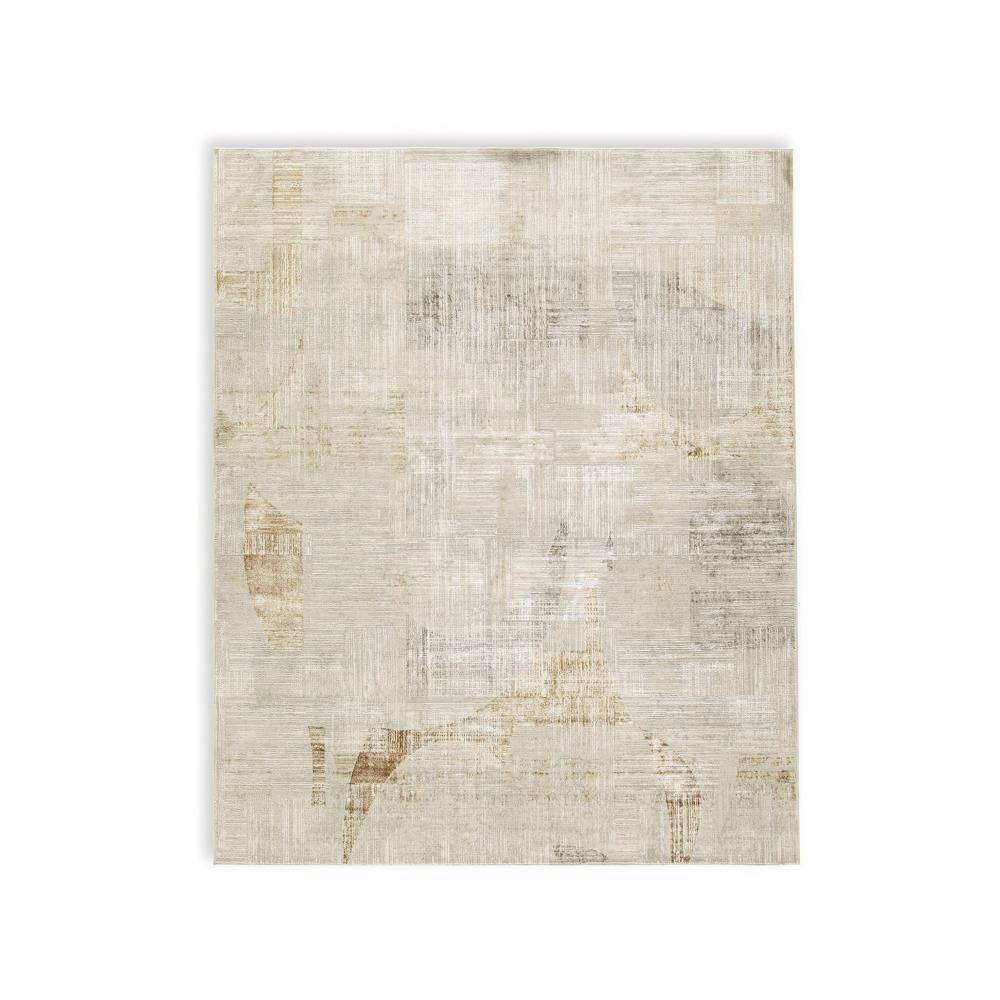 Benjara Wony Gray and Caramel Beige 8 ft. x 10 ft. Geometric Area Rug ...
