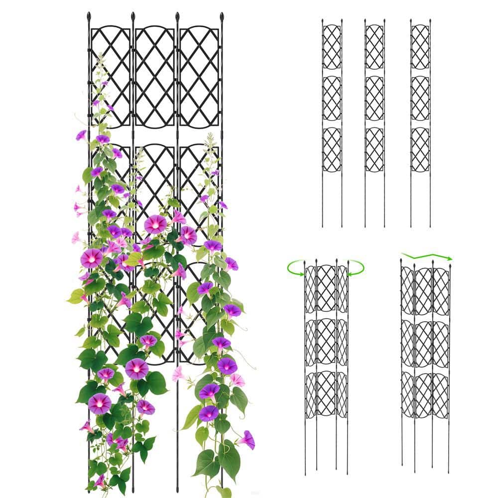 HONEY JOY 64 in. Metal Garden Trellis Outdoor Plant Support Frame with ...