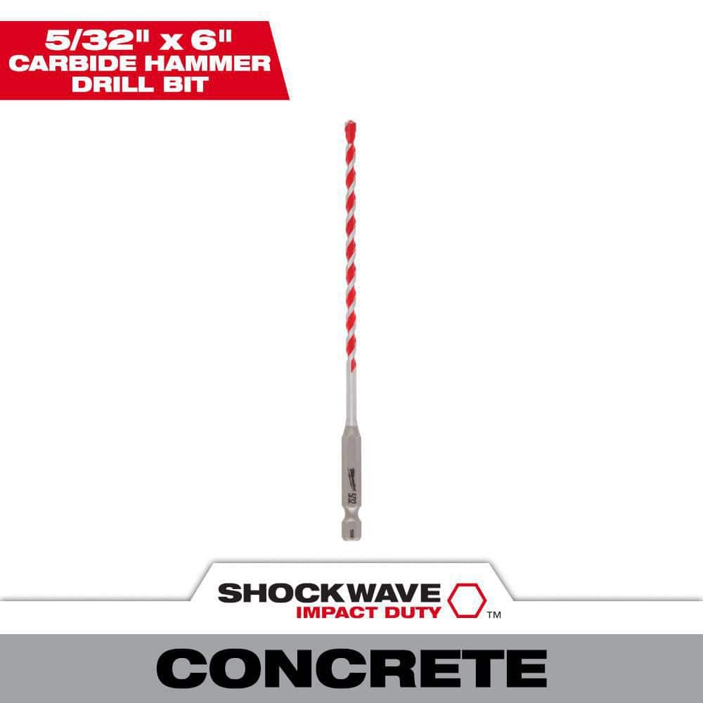 Milwaukee 5/32 in. x 4 in. x 6 in. SHOCKWAVE Carbide Hammer Drill Bit ...