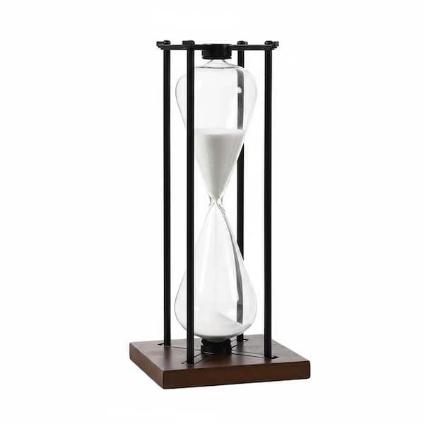 11" 60Min Large Metal Frame Sand Timer Removable Wooden Base White Sand ...
