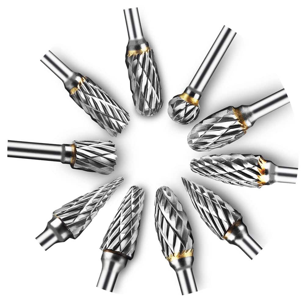 MYWISH 1/8 in. Tungsten Carbide Rotary Bit, Double-Cut Carbide Burr Set ...