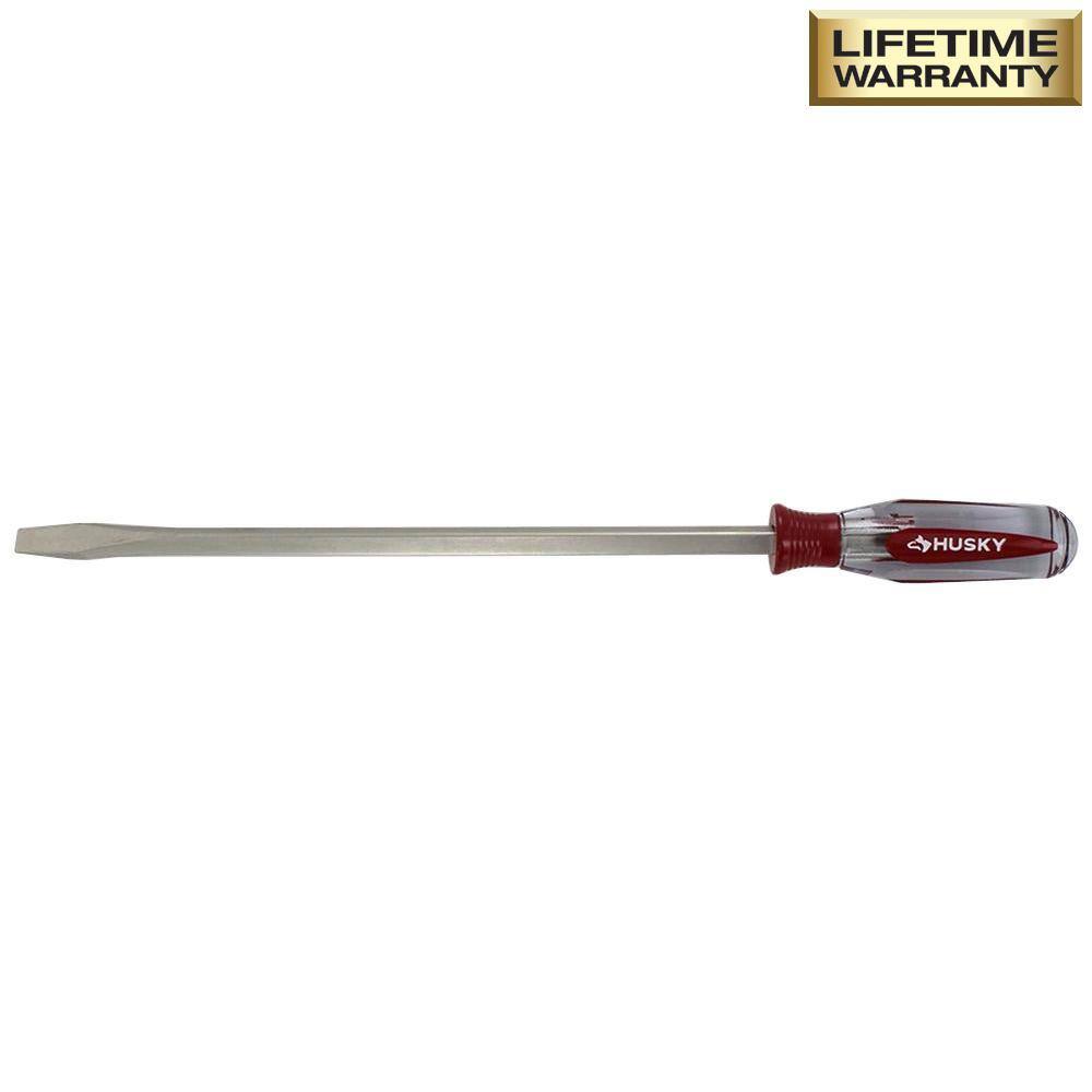 Husky 3/8 in. x 12 in. Square Shaft Standard Slotted Screwdriver with ...