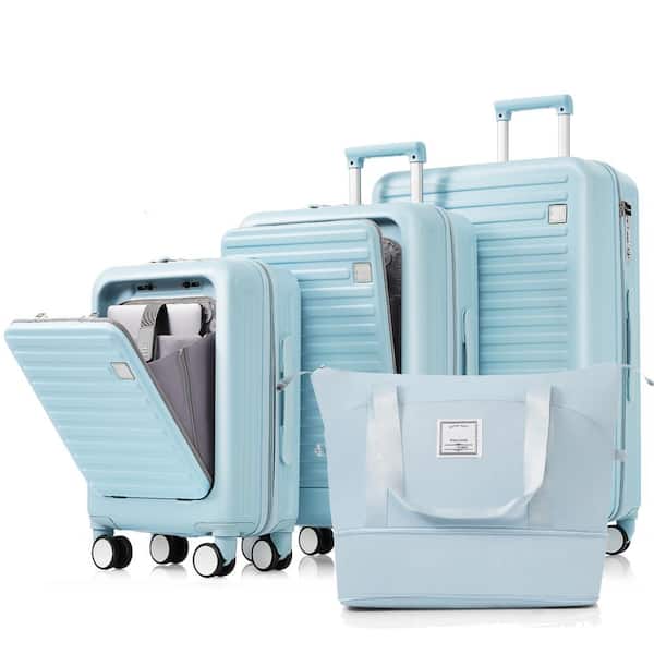 Merax 4-Piece Light Blue Expandable ABS Hardshell Spinner Luggage Set ...