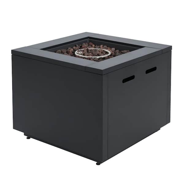 SUNVIVI Metal Outdoor Fire Pit Table with Waterproof Cover ZHJ024BK-HD ...