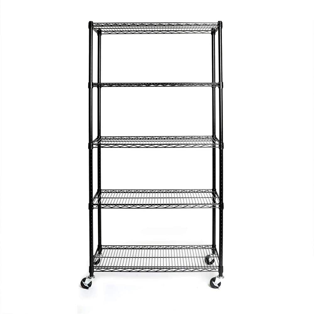 Karl home NSF-Certified Black Wire Shelf with Wheels (35.43 in. D x 17. ...