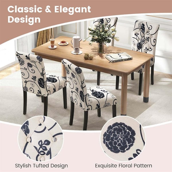 Set of 2 Tufted Upholstered Dining Chair Black White