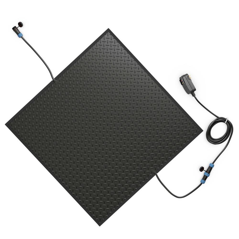 Costway Black 30 in. x 30 in. Outdoor Heated Snow Melting Mat with 3 in ...