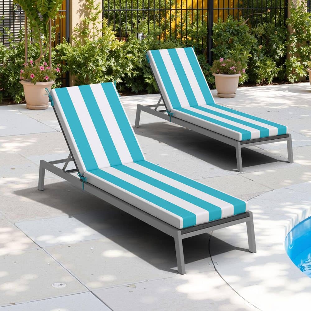 CLOUDFLY 80 in x 23 in. Blue and White Striped Watern Resistant Outdoor ...