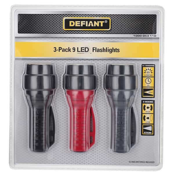 Defiant 9 LED Flashlight (3-Pack) HD1510 - The Home Depot