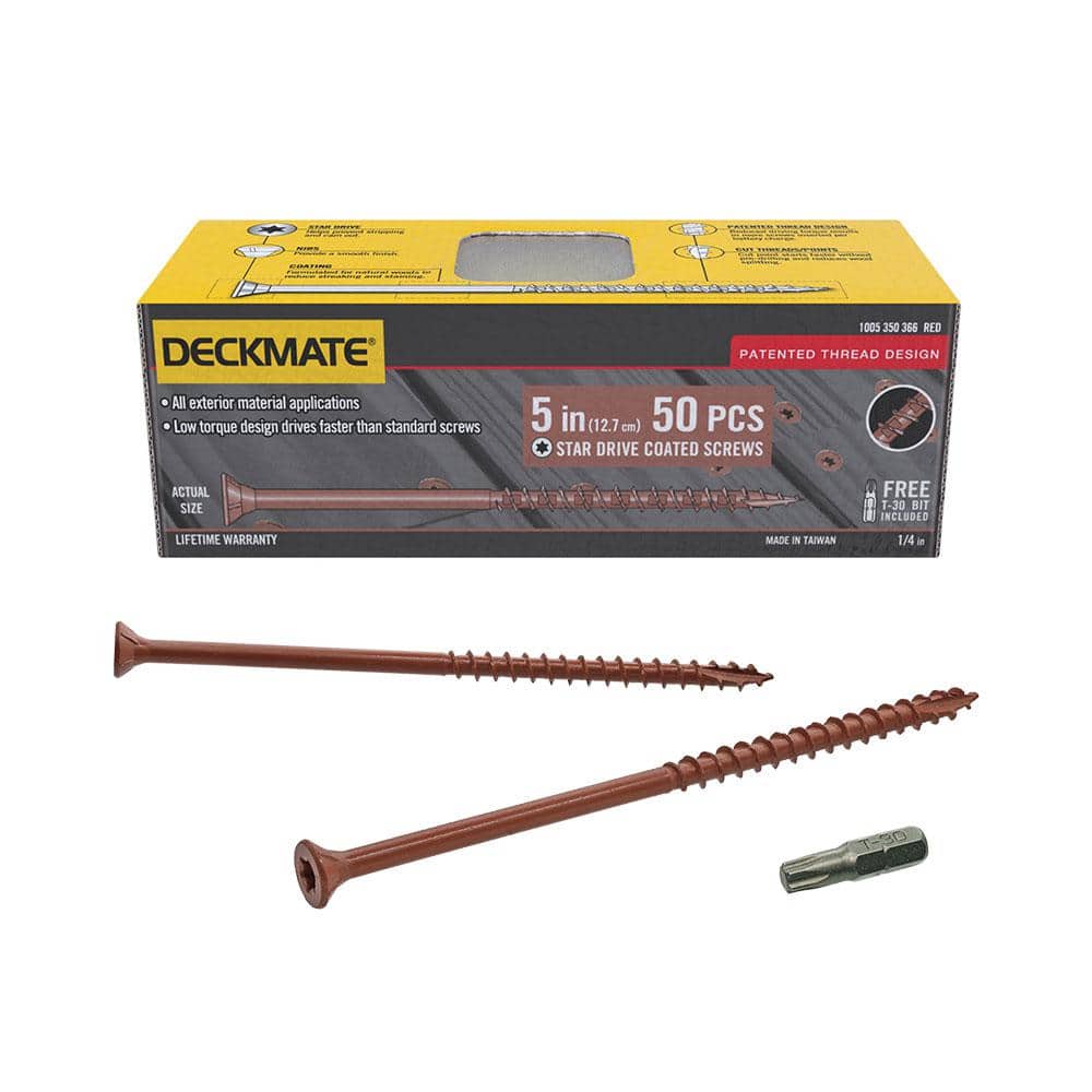 Reviews for DECKMATE #10 x 5 in. Red Torx Flat-Head Wood Deck Screws ...