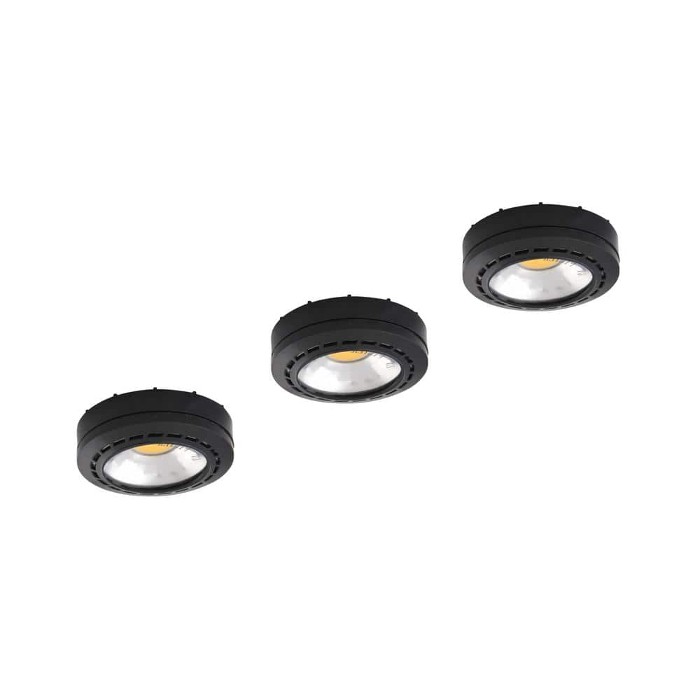 AMAX LIGHTING Cord and Plug LED Black Puck Light with 3-Level Touch ...