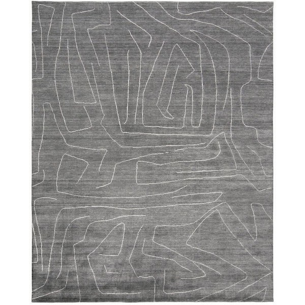 HomeRoots 2 ft. x 3 ft. Gray and Ivory Abstract Area Rug 2000511929 ...