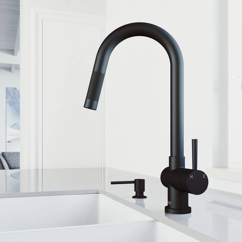 VIGO Gramercy Single Handle Pull-Down Spout Kitchen Faucet Set with ...