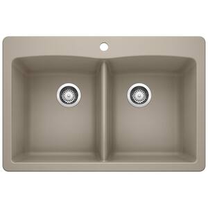 Blanco DIAMOND Dual Mount Granite Composite 33 in. 1-Hole 50/50 Double ...