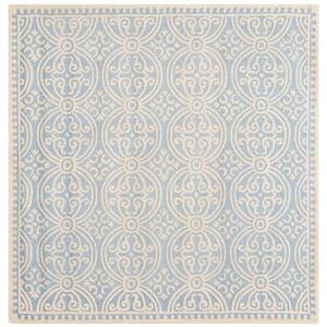SAFAVIEH Cambridge Blue/Ivory 8 ft. x 10 ft. Border Knotted Geometric ...