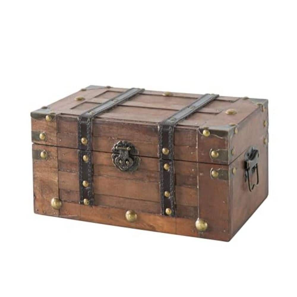 Alexander Small Wooden Treasure Chest, 11 in. x 7 in. x 5.5 in. Hinged ...