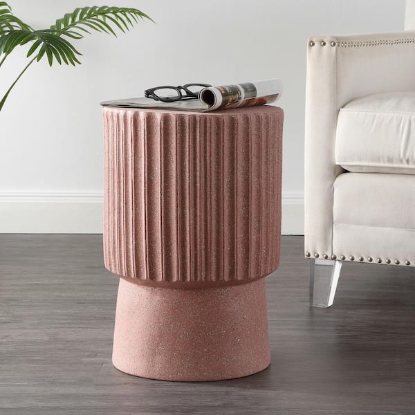 JONATHAN Y Louisa 19 in. Modern Art Deco Tambour Accent Table, Pink ...