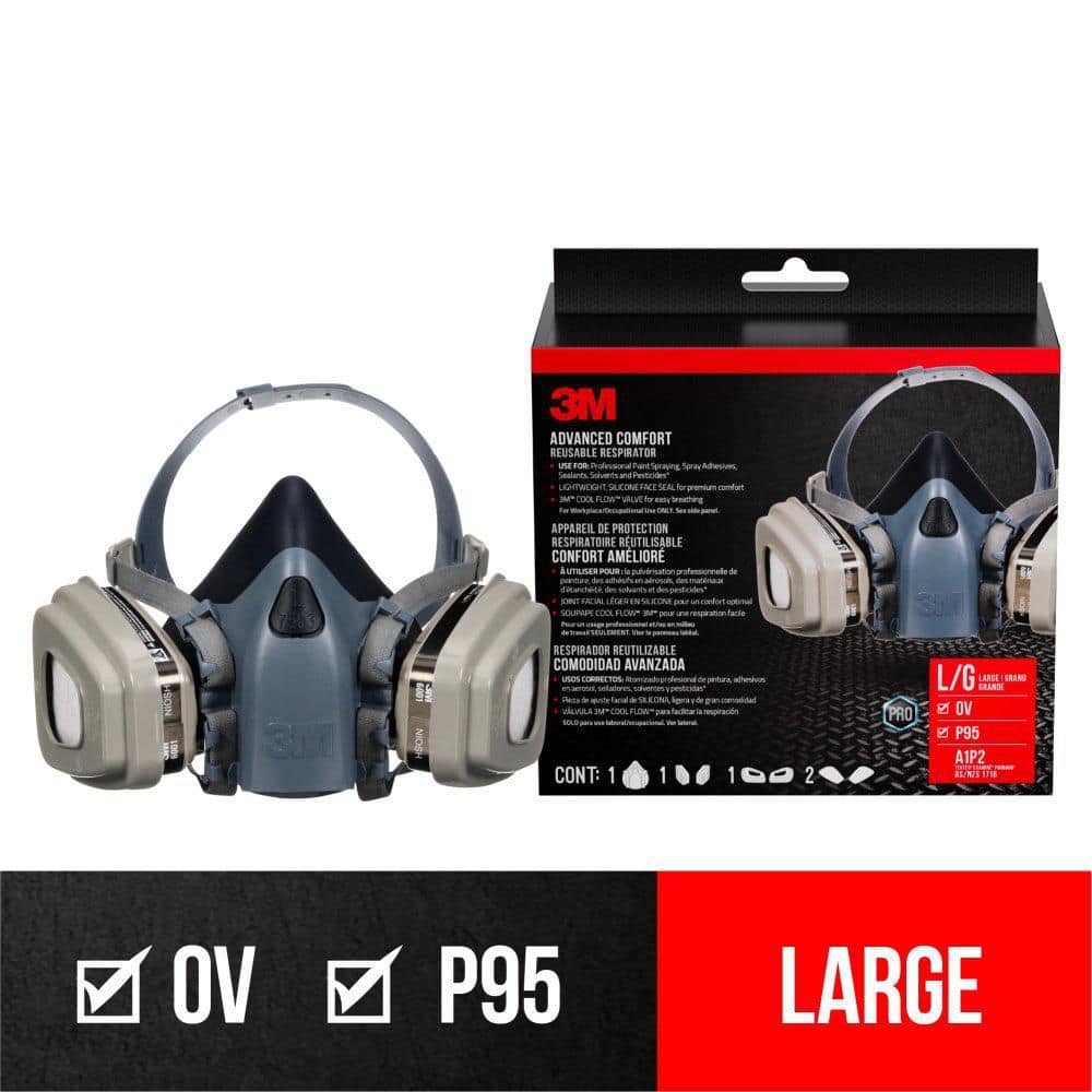 3M OV P95 Professional Paint Reusable Respirator, Size Large 7513PA1-A ...