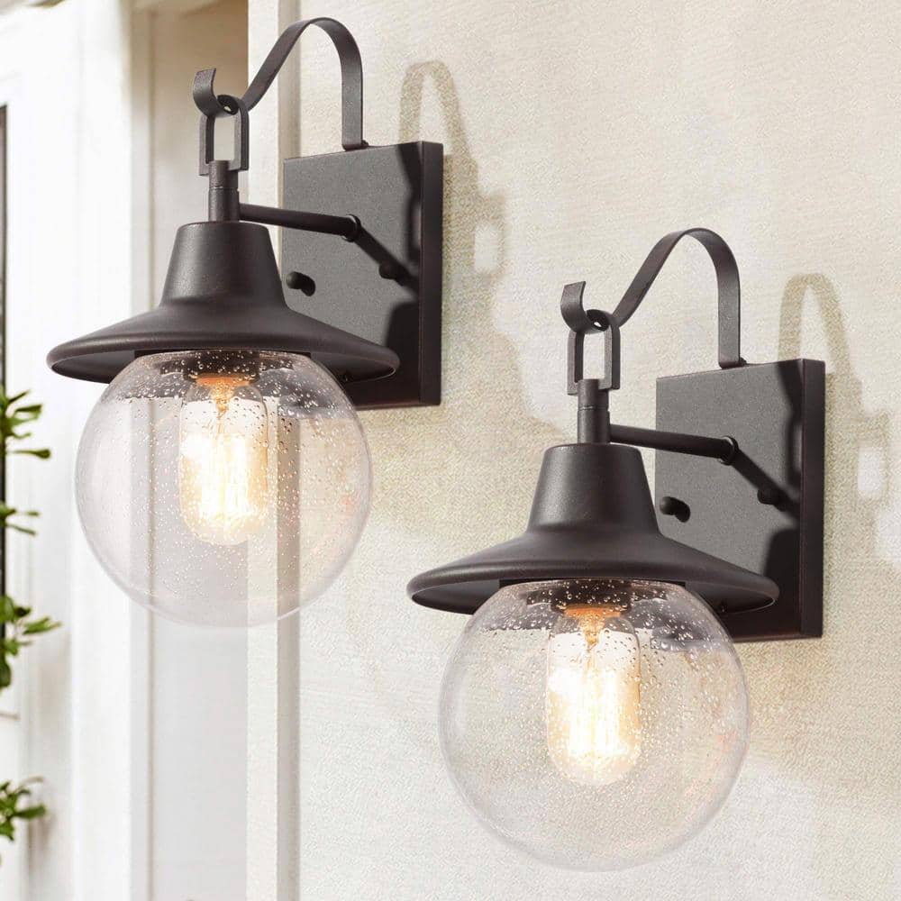LNC Modern Rusty Black Outdoor Sconce, Rustic 1-Light Porch Wall Light ...