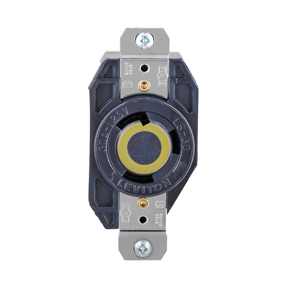 Leviton 30 Amp 125-Volt 3-Wire Locking Single Outlet, Black 2610-CS R50 ...