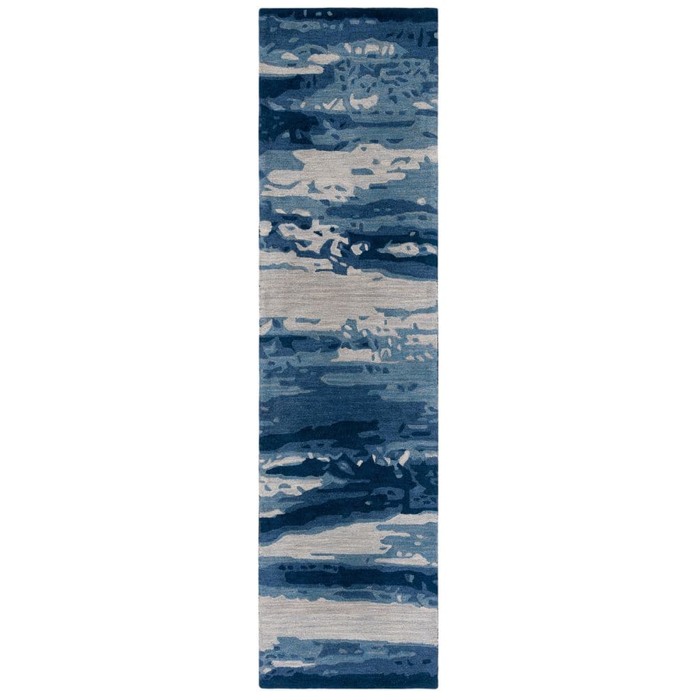 SAFAVIEH Metro Blue/Ivory 2 ft. x 9 ft. Abstract Gradient Runner Rug ...