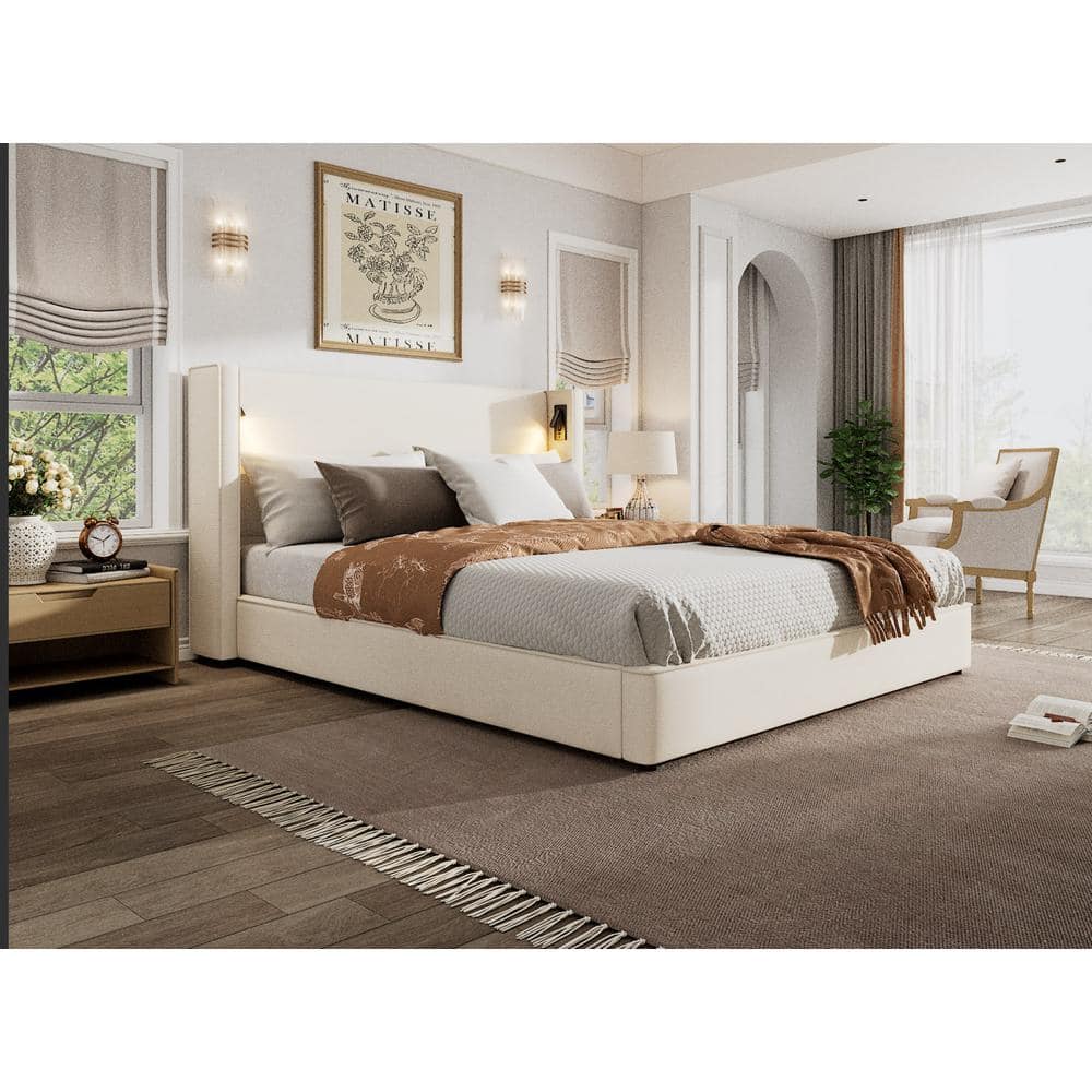 CHRISTOPHER KNIGHT HOME Arbor Beige Upholstered Wood Frame King Size ...