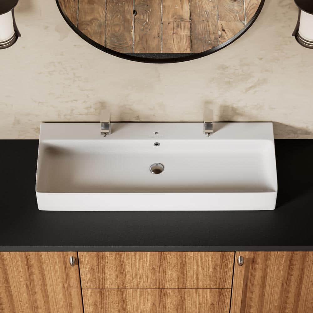 Los Flexi 43 in. x 16 in. White Extra Large Rectangular Trough Sink for ...