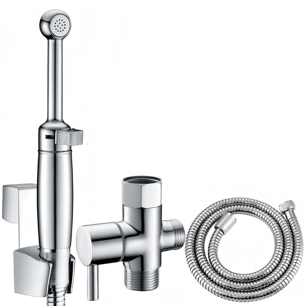 Wudkey Handheld Bidet Sprayer with Backflow Preventer, 7.2 in. Brass ...