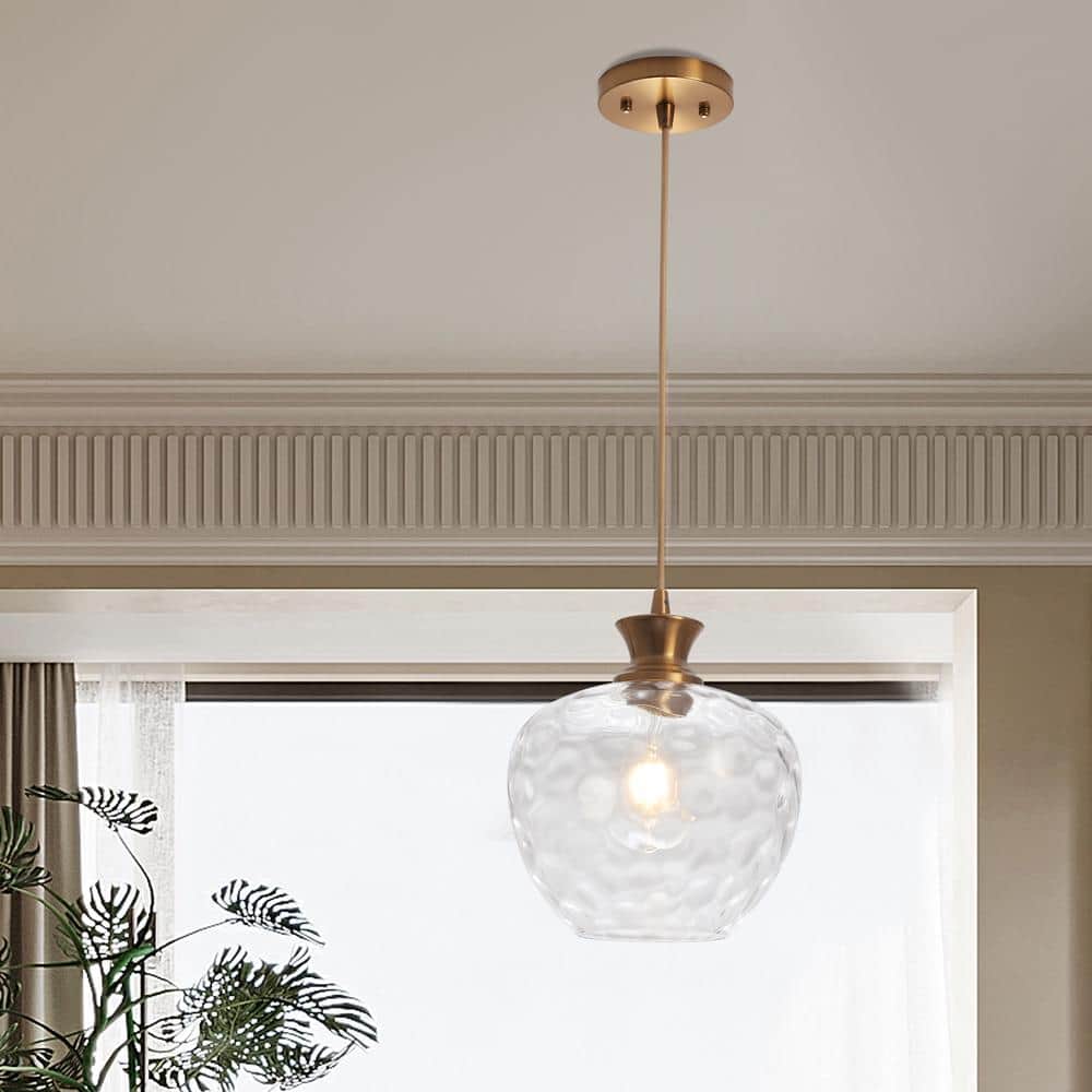 ZJVAIVE 1-Light Brass Adjustable Hanging Pendant Light with Water ...