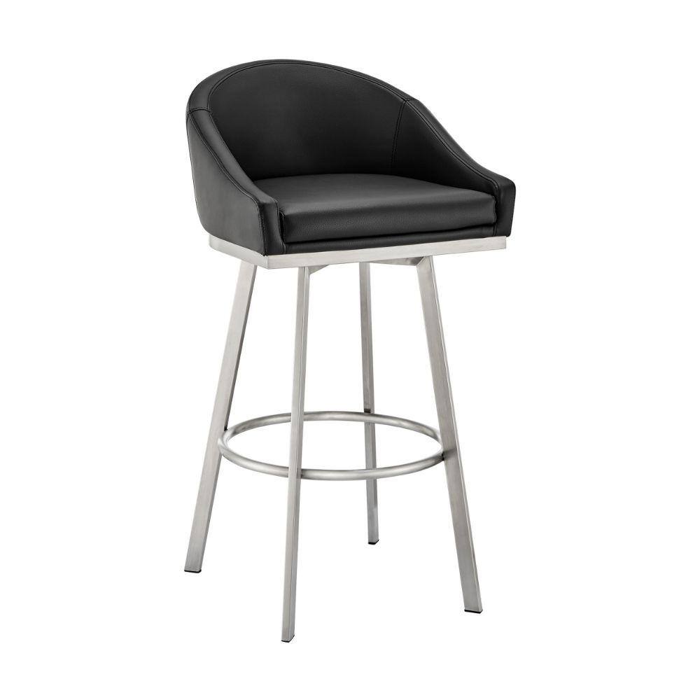 Benjara 26 in. Black and Chrome Low Back Metal Frame Counter stool ...