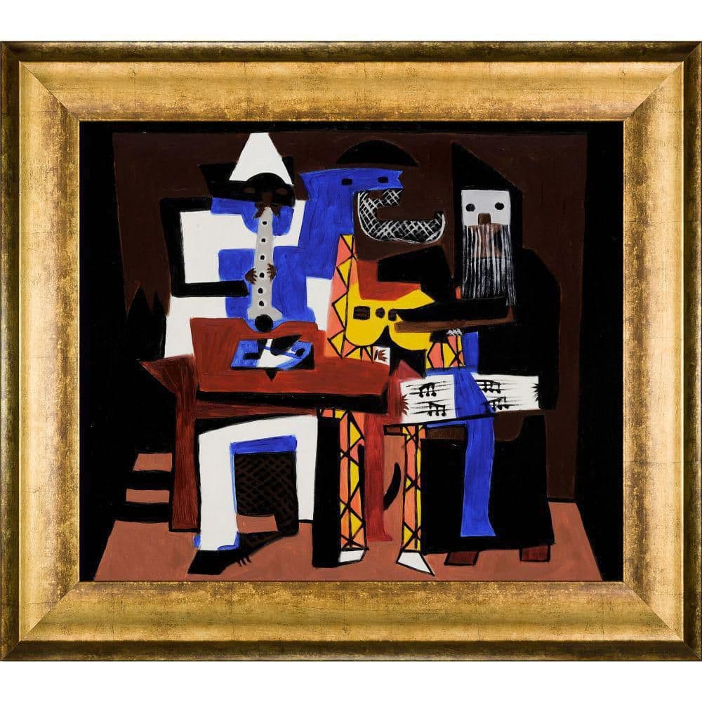 LA PASTICHE Three Musicians by Pablo Picasso Athenian Gold King Framed ...