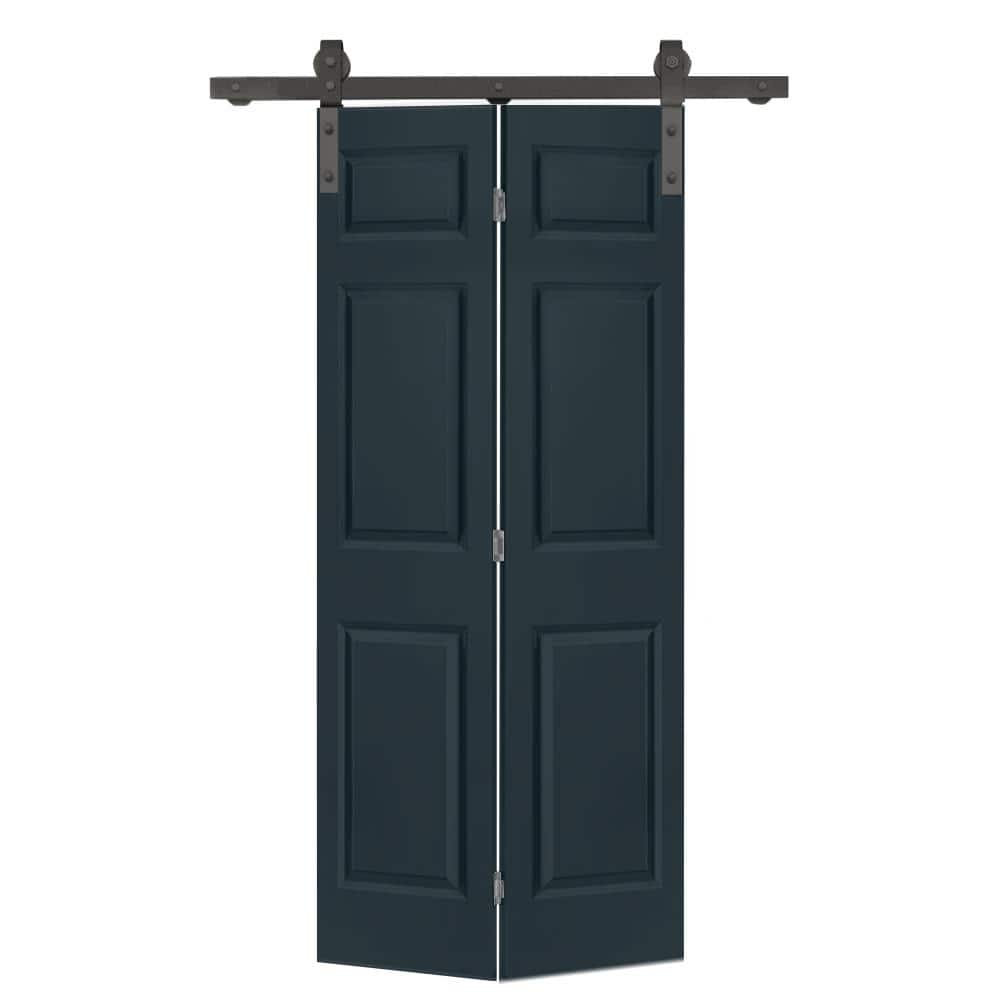 CALHOME 24 in. x 84 in. 6-Panel Char Gray Painted MDF Hollow Core ...