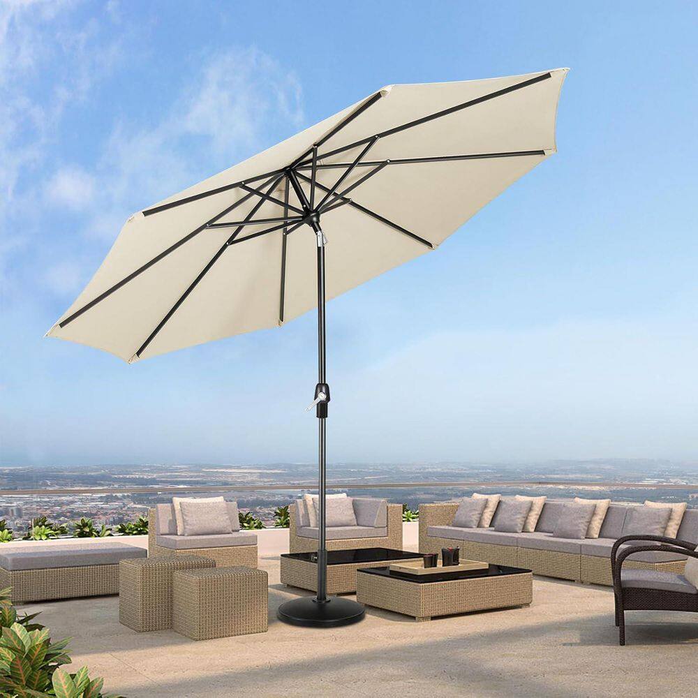 Primehome 10 ft. Beige Patio Umbrella with Push Button Tilt, Heavy-Duty ...
