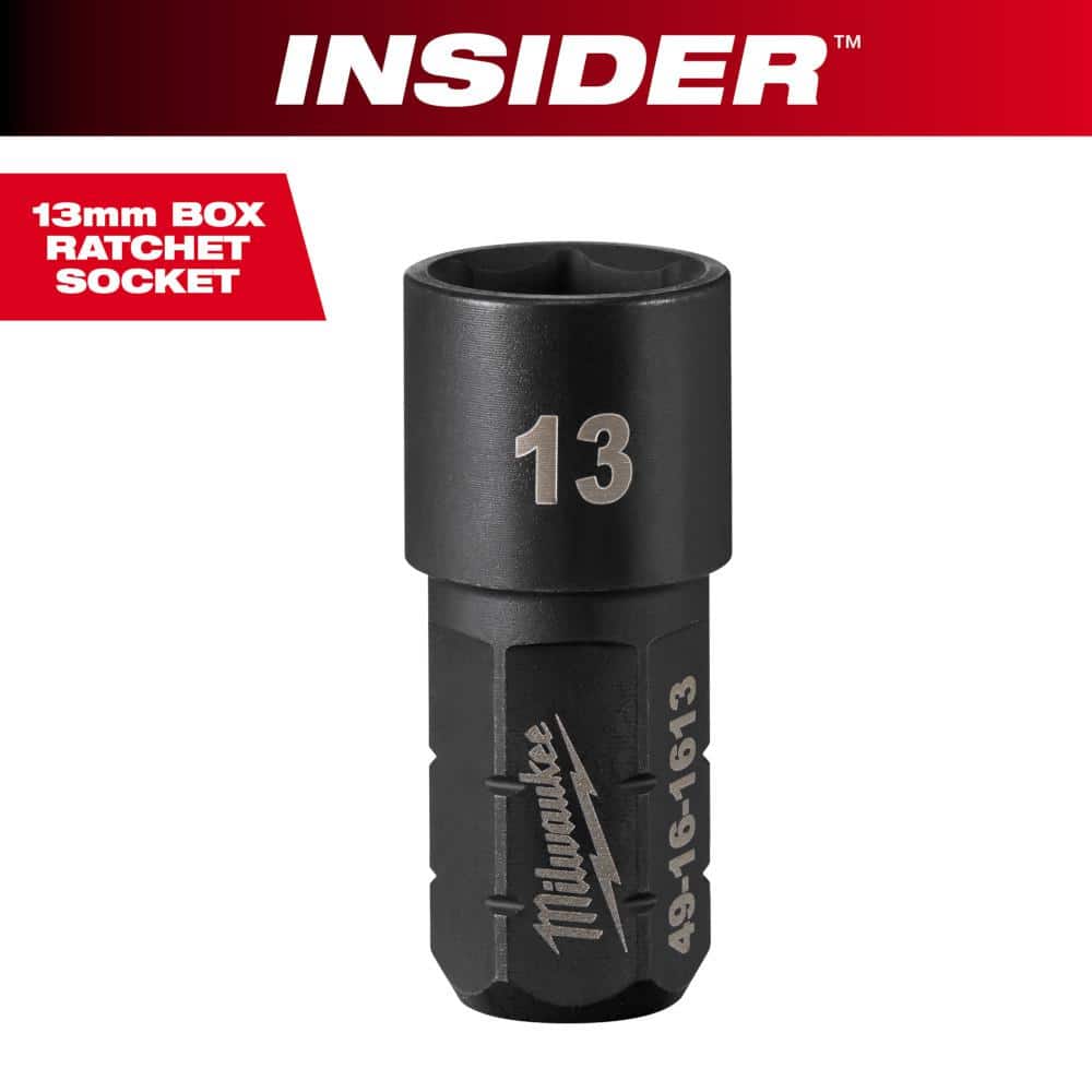 Milwaukee INSIDER Box Ratchet Impact Socket 6 Point 13 mm 49-16-1613 ...