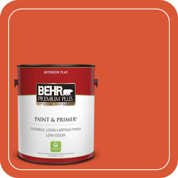 BEHR PREMIUM PLUS 1 gal. #P190-7 Inferno Flat Low Odor Interior Paint ...