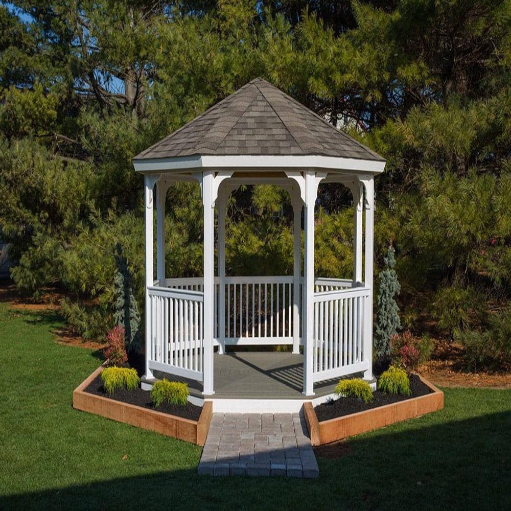 YardCraft YC 12 ft. x 12 ft. Vinyl Octagon Gazebo Kit Without Floor ...