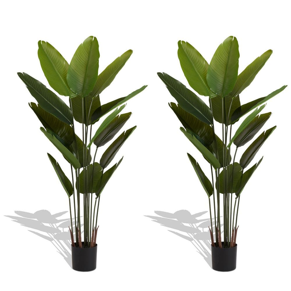 Garvee 5. 9 ft. Bird of Paradise Artificial Plant Set of 2, Faux ...