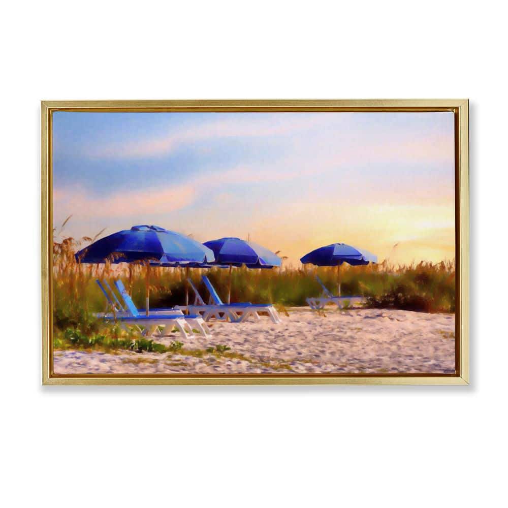 Stupell Industries Summer Vacation Sunrise by Graffi*Tee Studios Gold ...