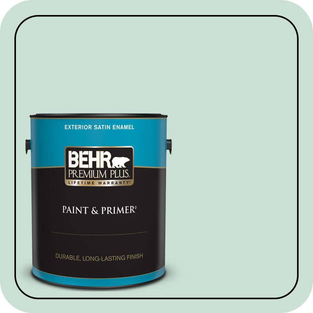 BEHR PREMIUM PLUS 1 gal. #M430-2 Ice Rink Satin Enamel Exterior Paint ...