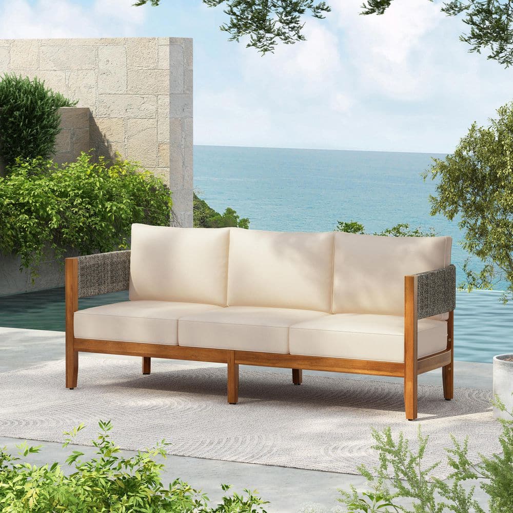 CHRISTOPHER KNIGHT HOME Darcy Modern Teak Finish Solid Wood and Rope ...