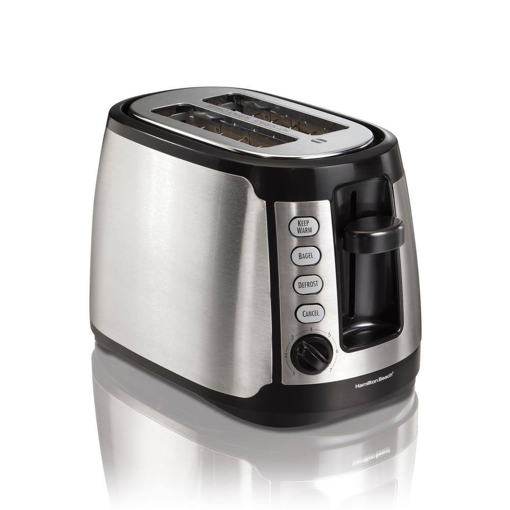 Hamilton Beach 800 W 2-Slice Stainless Steel and Black Toaster 22811 ...