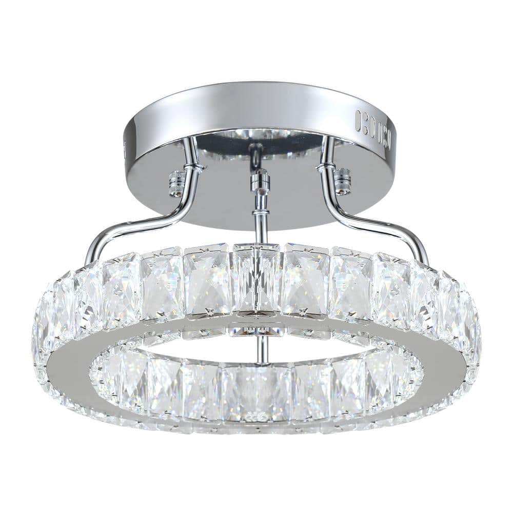 Maxax Jefferson 1 - Light Chrome 12.6" LED Semi Flush Mount Crystal ...