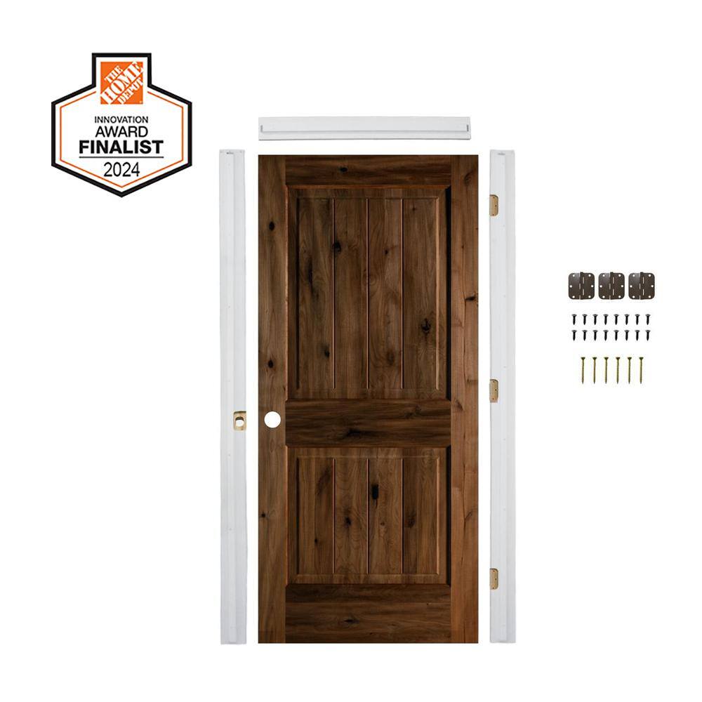 Krosswood Doors Ready-to-Assemble 30 in. x 80 in. Alder 2-Panel RH ...
