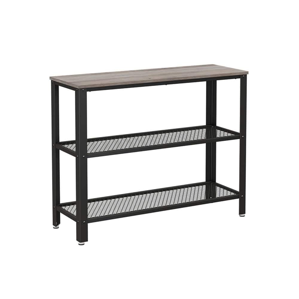 Benjara 40 in. Gray and Black Rectangle Wood Console Table with 2 ...