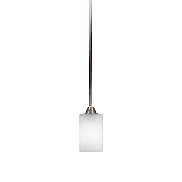 Madison 100-Watt 1-Light Brushed Nickel Shaded Pendant Light with 4 in ...