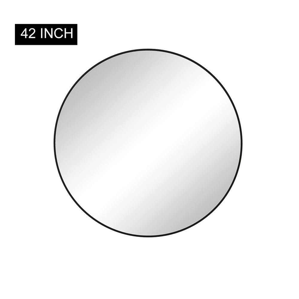42 in. W x 42 in. H Round Metal Framed Wall Bathroom Vanity Mirror in ...